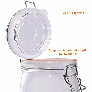 SFIELCAPA 6pcs 4.5 Inch Silicone Replacement Gaskets for Jars Rubber Seals for 4.2-4.3 Inch Mouth Glass Jars (White)