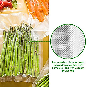 Vacuum-Sealer Rolls Food-Storage Bags for Food - 2 rolls 6"x10' and 2 rolls 8"x10' and 2 rolls 11"x10' Sous Vide cooking, Mircowave & Freezer Food Storage…