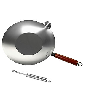 BinaryABC Tanghulu Sugar Pan,Sugar Dipping Pan,Chocolate Snacks Candy Melt Pot,Pre Seasoned Wok Cheese Melting Pots,Milk Cast Iron Grilling Wok(Stainless Steel)