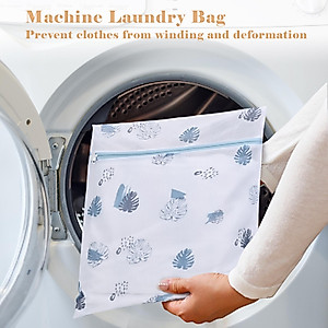 Yonchic Durable Laundry Bag, Mesh Laundry Bags with Premium Zipper, 5 Pack Washing Machine Wash Bags for Delicates Blouse, Hosiery, Underwear, Baby Clothes, Travel Organization Bag (Leaves)