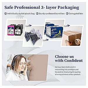 InkSpirit Remanufactured 67 Ink Cartridge Black Color Combo Pack, Replacement for HP 67XL for DeskJet 2700 2725 2752 2755 2732 Plus 4100 4152 4155 4140 Envy 6000 6055 6052 Pro 6400 Printer, 2 Pack