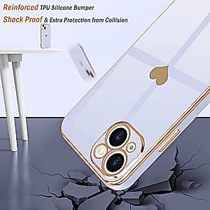 Teageo for iPhone 13 Mini Case for Women Girl Cute Love-Heart Luxury Bling Plating Soft Back Cover Raised Full Camera Protection Bumper Silicone Shockproof Phone Case for iPhone 13 Mini, Purple