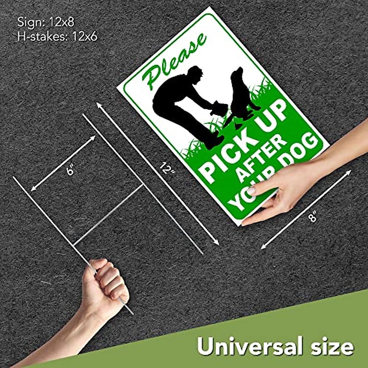 2 PC Pick Up After Your Dog Sign - 8x12 Double Sided Coroplast No Pooping Dog Signs for Yard - Dog Poop Signs for Yard - Curb Your Dog Sign