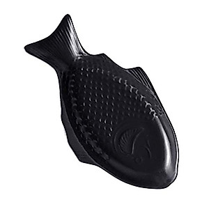 DOITOOL Ceramic Plate Fish Shaped Plate Fish Dish Porcelain Serving Platter Decorative Snack Storage Platter for Home Kitchen Black