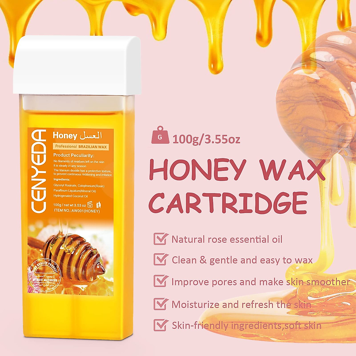 Roll On Wax Warmer Kit, Triple Cartridge Heater Rolling Epilator, Wax Roller Waxing Hot Cartridge Hair Removal with Pedestal for Women Men, Painless Hair Removal Machine (Pink)