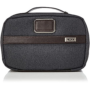 TUMI Alpha 3 Split Travel Kit - Luggage Accessories Toiletry Bag for Men and Women with Embossed Leather Carry Handle - Anthracite