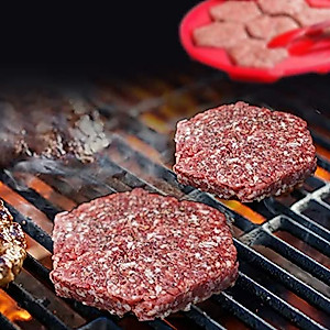 Mekek 7 in 1 Hamburger Silicone Mold, Non-Stick Food Grade Hexagonal Hamburger Patty Maker Press, Shape, & Freeze Container