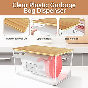 COAZEX 2 Pack Trash Bag Holder Under Sink Stackable, Plastic Garbage Bag Dispenser with Lid, Trash Bag Storage Dispenser Roll Holder for Kitchen, Pantry, Laundry Room Organization