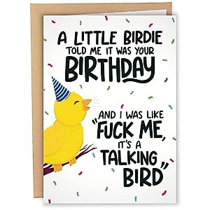Sleazy Greetings Funny Birthday Card for Men Women | Little Birdie Told Me It Was Your Birthday Card For Him Her 21st 30th 40th 60th Birthday Card