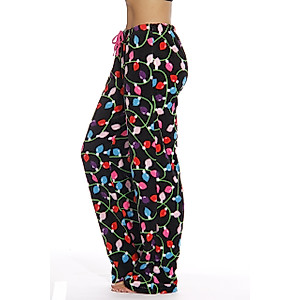 6339-10122-L Just Love Women's Plush Pajama Pants - Petite to Plus Size Pajamas,Black - Light Up,Large