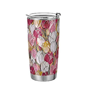 HXshaoye Colorful beautiful flowers Stainless Steel cup for hot drinks with Straw Leak Resistant Flip mugs for women for outdoor coffee mug 20 oz vaso para cafe 20oz