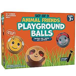 Gaga Ball Xtreme 3 Pack - 8.5 Inch Animal Playground Balls w Air Pump - Durable Rubber Balls for Kickball, Dodge Ball, Handball, Four Square, Camp, Kids Party Games - Great for Outside Summer Play