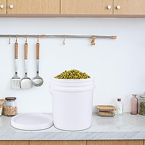 Hespama 4 Pack 6.5 Gallon Airtight Storage Bucket with Handle, Food Grade Sealable Lid Bucket, White