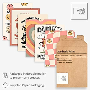 Jake Meets Kate Preppy Room Decor Aesthetic, Retro posters, Wall Decor for Teen girls bedroom, Inspirational Prints, Positive Quotes, Apartment, Dorm, Indie that girl, Unframed, Pack of 6, 8x10 Inches