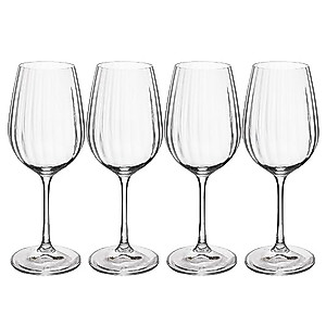 MIKASA Treviso Crystal White Wine Glasses, 350ml, Set of 4 Lead-Free, Clear Fine Glasses with Rippled Effect for Celebrations