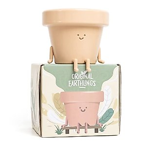 Sitting Indoor Plant Pot, Unique Cute Plastic Flower Pot with Face, 3.5 Inch Succulent/Cactus Gift Planter with Drainage Hole, Decorative Plant Pot, Novelty Planter (1x Sitting Pot)
