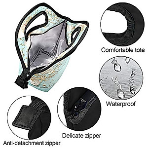 Naanle Ocean Beach Theme Insulated Zipper Lunch Bag Cooler Tote Bag for Adult Teen Men Women, Ocean Starfish Lunch Boxes Lunchboxes Meal Prep Handbag