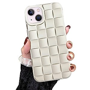 Ginkgonut Compatible with iPhone 14 Plus Case for Women/Girls, Cute 3D Laid Desgin Soft Silicone Shockproof Raised Bumper Corners Case for iPhone 14 Plus （White）