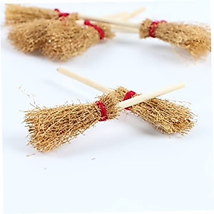 Outanaya 30 Pcs Broom Witch Hanging Dollhouse Furniture Decoration Brooms Halloween Mini Broom Broom Mini Toys Dollhouse Broom Mini Cosplay Broom Props Broom for Besom Wooden
