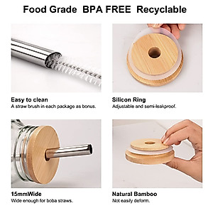 AmzFan Mason Jar with Lid and Straw, 2 Pack 20 OZ Mason Jars with Handle, Mason Jar Cups, Drinking Glasses Tumbler Reusable Boba Cups Smoothie Water Bottles for Iced Coffee, Milkshake, Smoothie, Tea