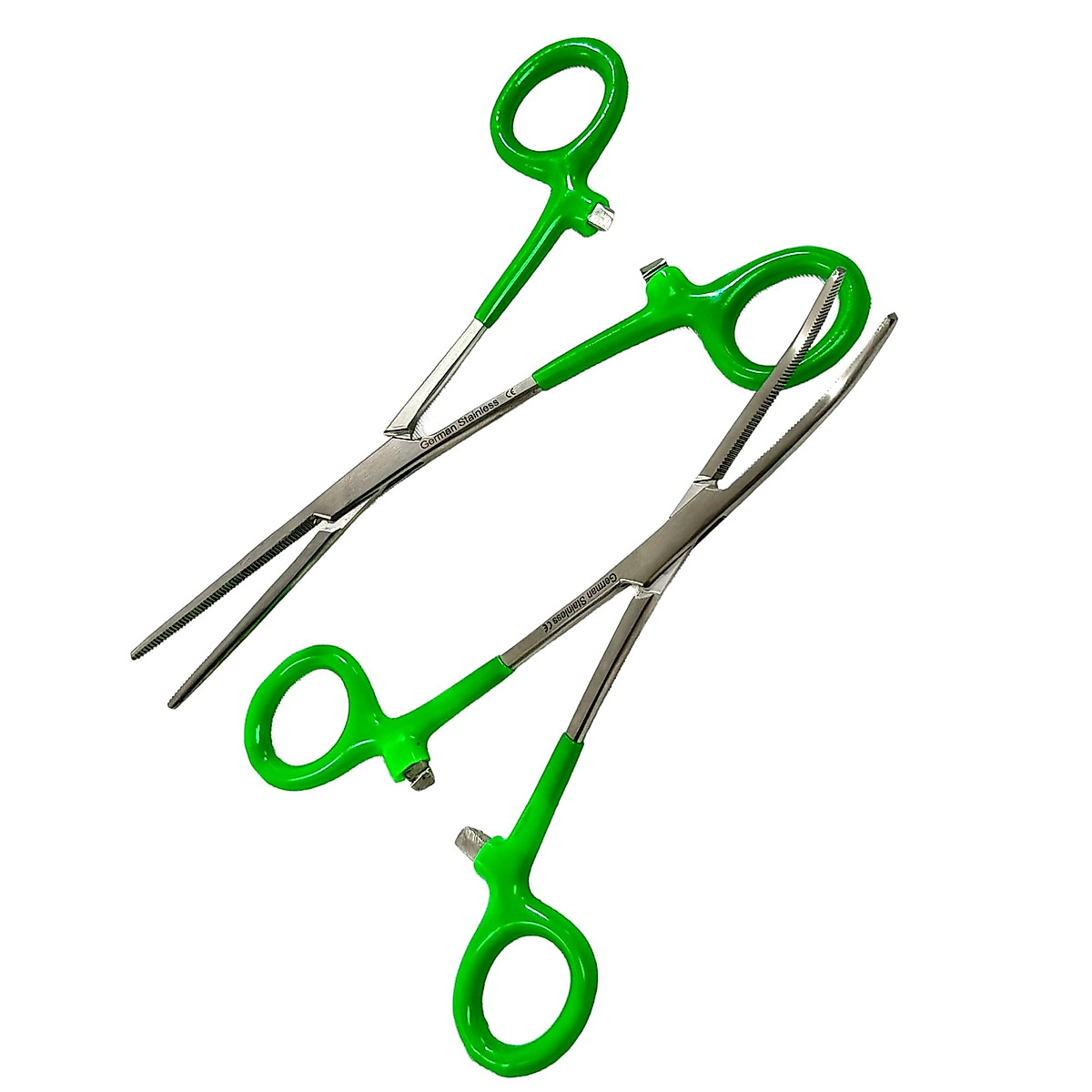 Premium German Stainless Ultimate Hemostat Forceps CLAMP Set, 2 Piece Straight + Curved (CYNAMED Brand) …