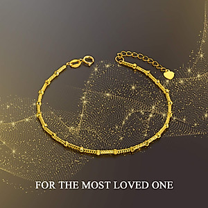 SISGEM Solid 18K Gold Bracelets mother's Day Gift for Women, Real Gold Adjustable Italian Chain Bracelets Jewelry Gifts for Wife, Mom, Girlfriend, 6.5"- 7.5"