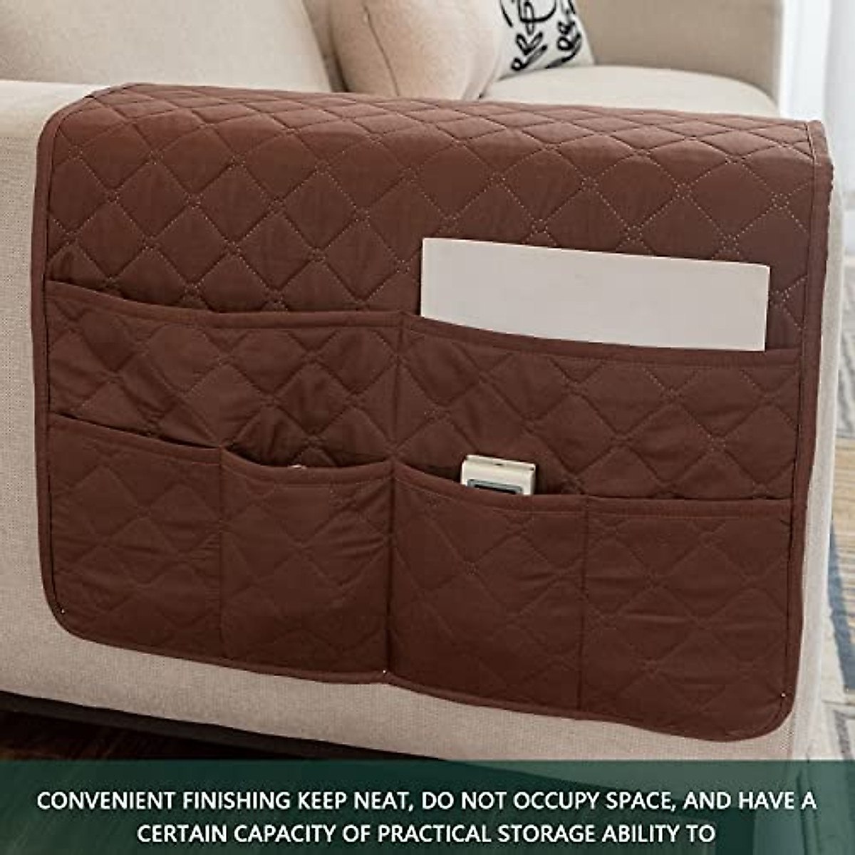TVPFM Sofa Armrest Covers for Chairs,1 Pair Sofa Arm Covers Furniture Protector Slipcover with Pockets Washable Armchair Couch Armrest Chair Covers for Recliner-AV