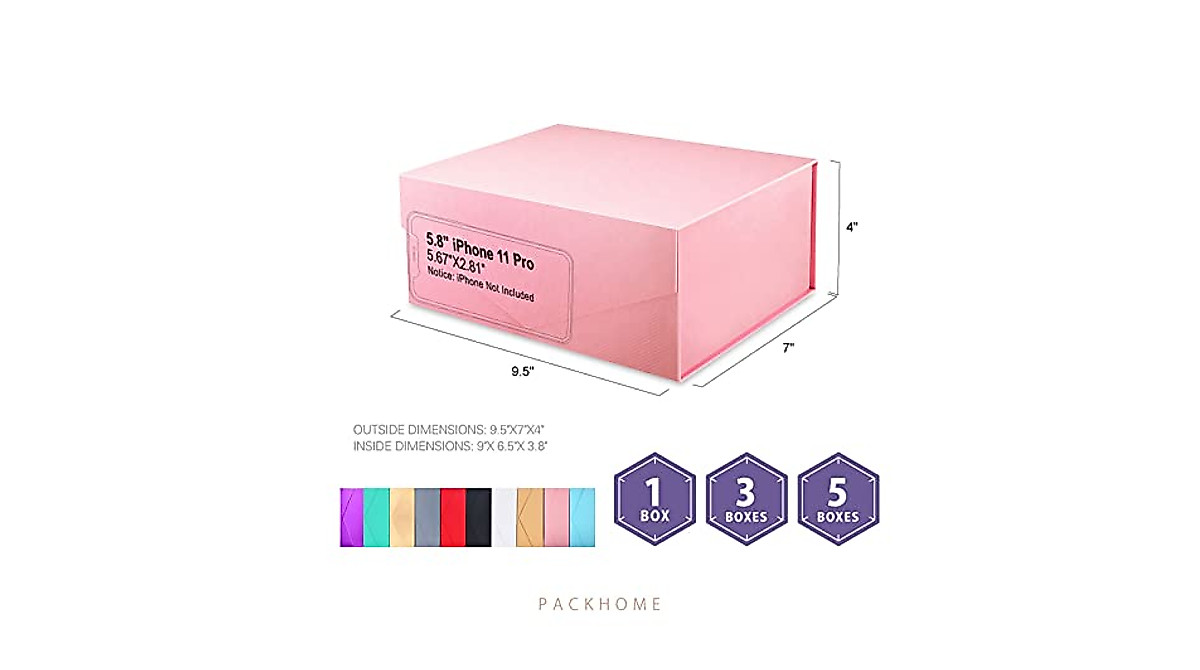 Elegant Pink Gift Box - Collapsible, Magnetic Lid by PACKHOME