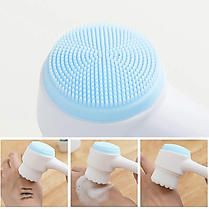 Facial Cleansing Brush, 2-in-1 Deep Cleansing Skin Keratin Silicone Manual Super Soft Massage for Face Care