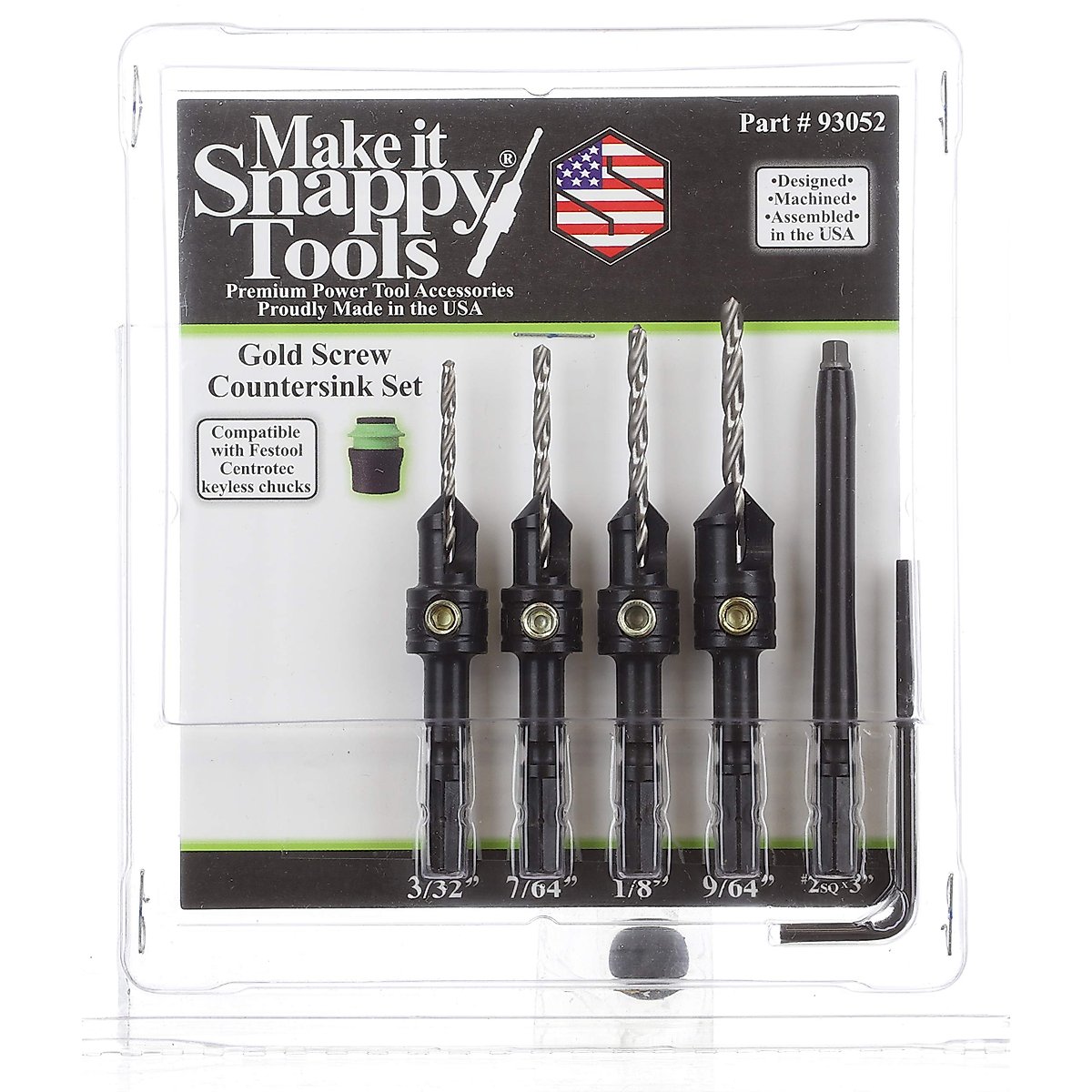 Make it Snappy Tools 4-Piece Countersinking Drill Set Compatible with Festool Centrotec Chucks