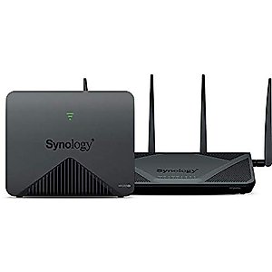 Synology RT2600ac 4x4 Dual-Band Gigabit Wi-Fi Router with mesh Wi-Fi and MR2200ac Mesh Wi-Fi Router