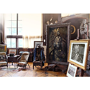 Steampunk Lion, Wall Hanging, Animal Poster Picture, Fantasy Anthropomorphic, Curious Arts Gift (8x10)