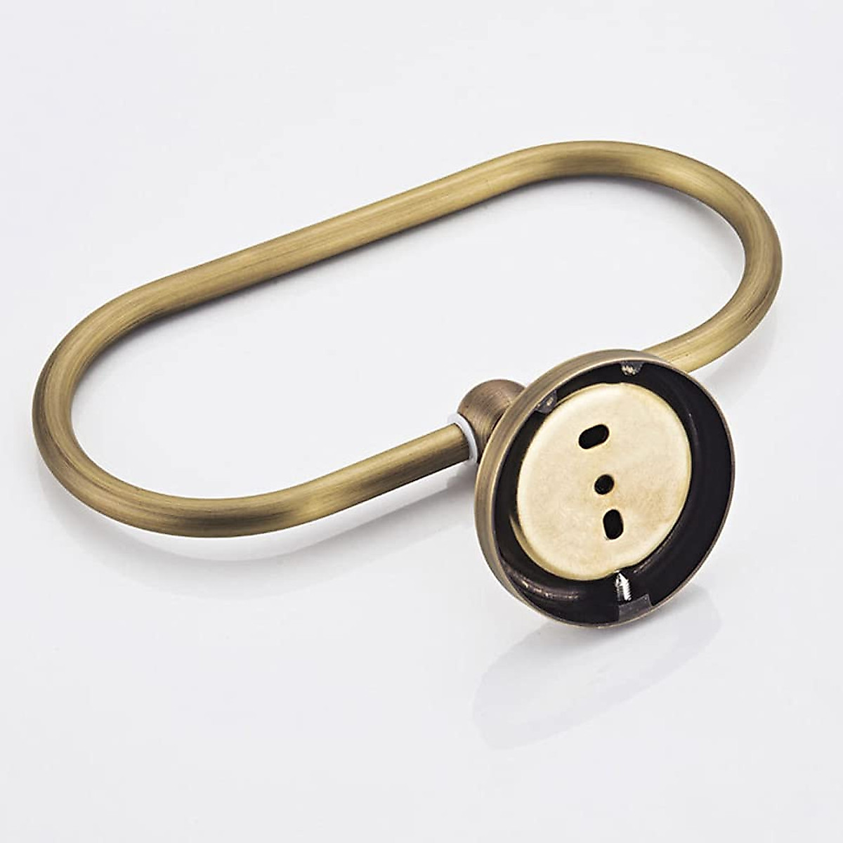 QIXIAMO Brass Towel Oval Vintage Towel Rack Wall Mounted Towel Holder Antique Craft Bathroom Accessories for Home Hotel