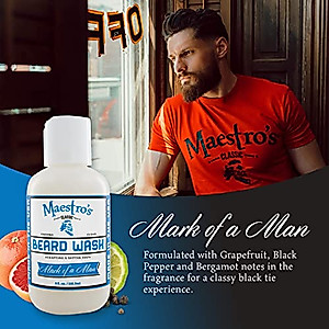Maestro's Classic BEARD WASH | Anti-Itch, Deep Cleaning, Non-Drying, Fully Hydrating Gentle Cleanser For All Beard Types & Lengths- Mark of a Man Blend, 2 Ounce