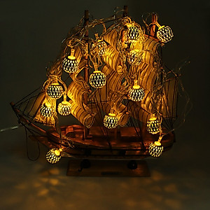 YUJINQ Fairy Decorative String Lights 50 LED Remote Timer USB Powered Silver Moroccan orb String Light Metal Ball Light Christmas Holiday, Party, Home Garden, Indoor Outdoor Decorations (Warm White)