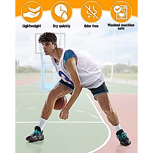 Funtery 12 PCS Men Basketball Jerseys Mesh Basketball Uniform 2XL Reversible Basketball Team Jersey for Men(White)