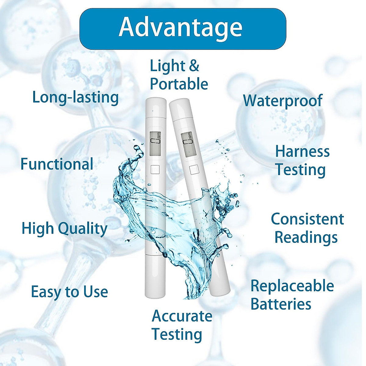 AyinLab TDS Water Hardness Tester Upgraded 0-9999ppm, Accurate 2%FS TDS Meter Digital Water Tester, Easy TDS Water Quality Tester for Drinking Water, RO/DI System, Pool&Spa, Hydroponics, Tap, Aquarium