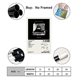 WANMLY Alice Poster In Chains Rainier Fog Music Album Cover Signed Limited Poster Canvas Poster Wall Art Decor Print Picture Paintings for Living Room Bedroom Decoration Unframe:12x18inch(30x45cm)