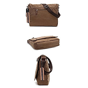 Small Messenger Bag for Men Women Casual Work Bag Canvas Satchel Bag Bookbag for School Traveling Camping