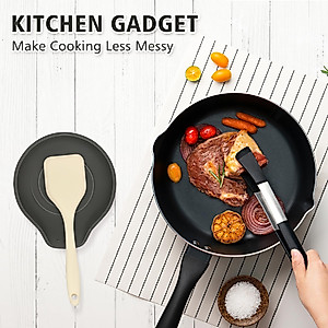 VanlonPro Silicone Spoon Rest for Stove Top - BPA-Free, Heat-Resistant Spoon Holder - Spoon Rest for Kitchen Counter - Large Cooking Utensil Rest for Spoons, Spatulas, Ladles or Tongs - Black