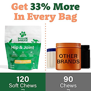 Doggie Dailies Glucosamine for Dogs - 120 Chews - Joint Supplement for Dogs of All Breeds & Sizes - Hip and Joint Supplement for Dogs - Premium Glucosamine and Chondroitin for Dogs (Chicken)