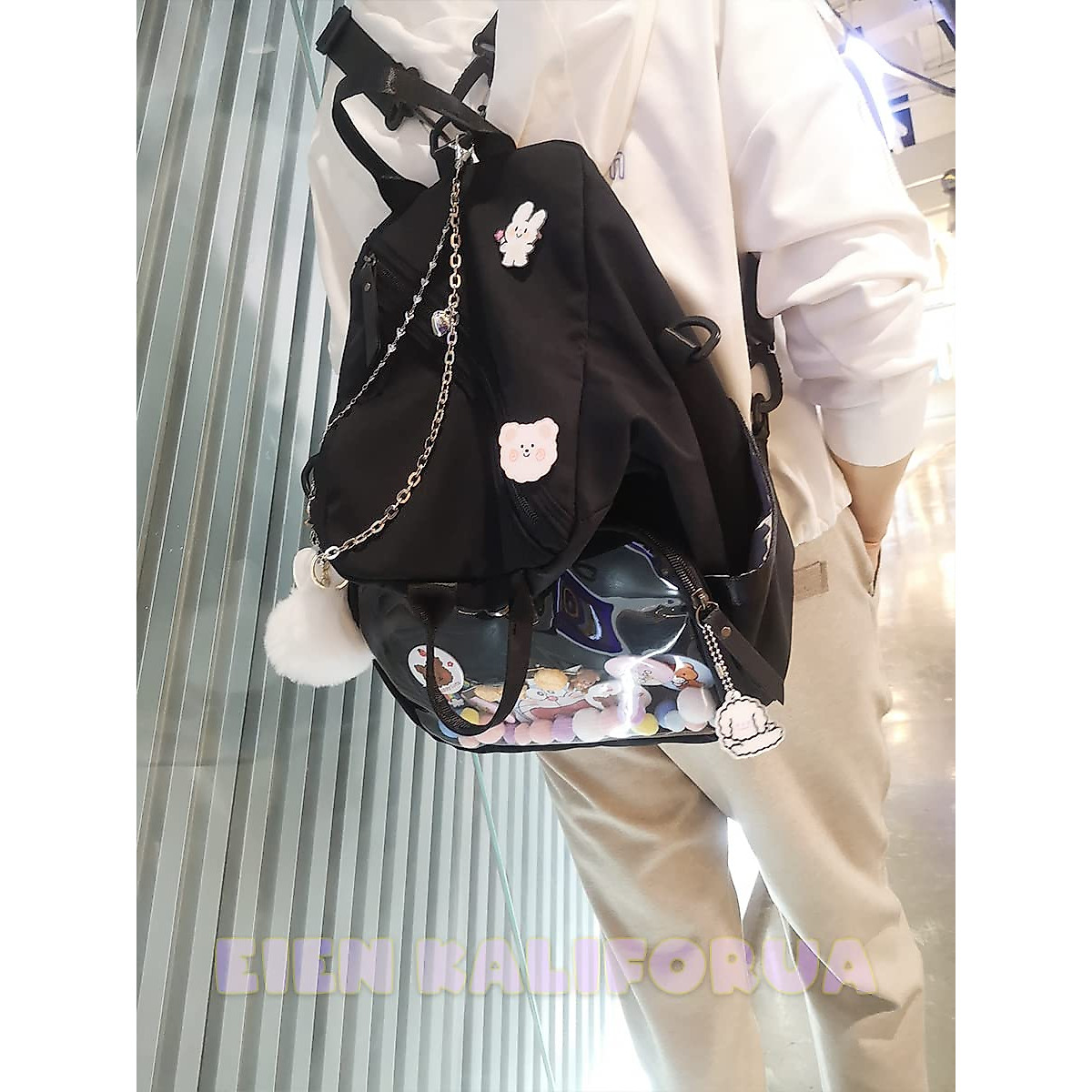 Eien Kaliforua Ita Bag Cute Ita Bag Backpack Kawaii Pins Display Backpack 3 Way Anime School Bag