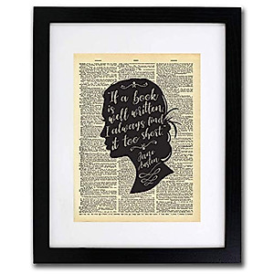 Jane Austen - If A Book Is Well Written Silhouette Art - Authentic Upcycled Dictionary Art Print - Home or Office Decor (D303)