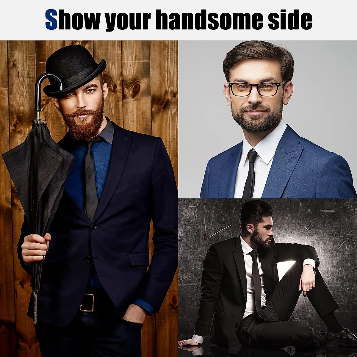 Zhanmai 48 Pcs Men Solid Color Ties and Pocket Square Set Satin Necktie Business Handkerchief for Wedding Party (Bright Color)