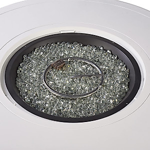 Round 44 in. x 44 in. Aluminum Propane Fire Pit Table with Glass Beads, Two Covers, Lid, 57,000 BTUs in White Finish