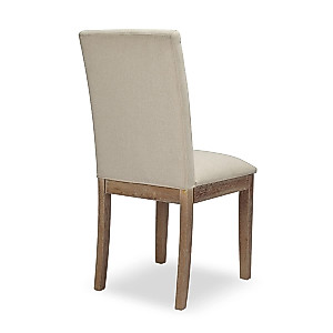 FurnitureR Dining Chairs Set of 2 Upholstered Fabric High Back Polka Dots Design with Wood Legs and Padded Seat for Kitchen Restaurant Living Room, Beige