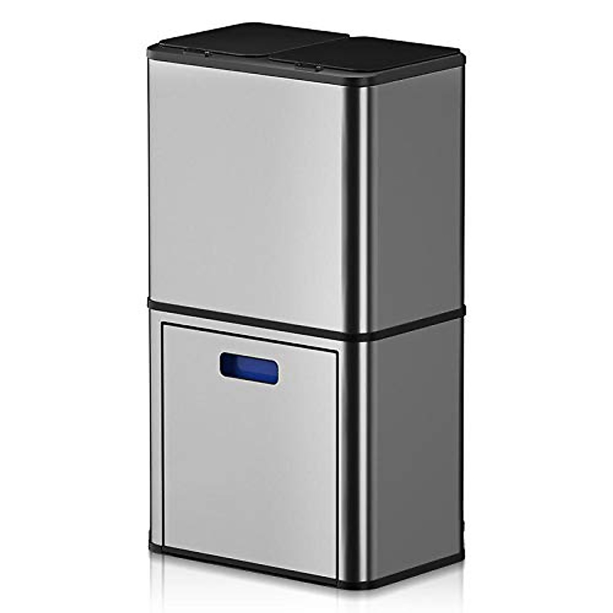 Rails Triple Stainless Steel Household Waste Bins 44L,12L+12L+20L,Indoor Bin Kitchen Soft Closure,Airtight