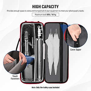 Neewer Trolley Case for Photo Studio Equipment, 30"x11"x11"/77x28x27cm, Tripod Rolling Bag with Wheels/Straps/Padded Compartment/Handle for Light Stands, Strobes, Photography Accessories, PB005