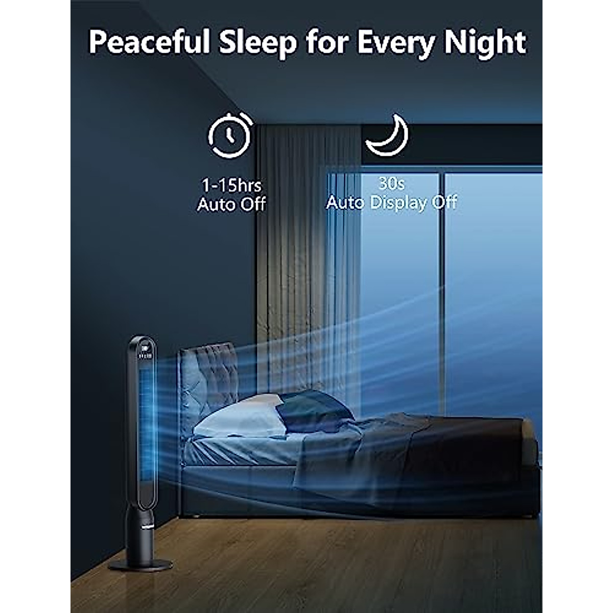 VAGKRI Tower Fan 42" Oscillating Tower Fan with 3 Modes, 4 Wind Speeds, 12H Timers, 90°Oscillation & 135° Vertical, Standing Fans for Home Bedroom Living Room Office, Powerful Floor Fan with Remote