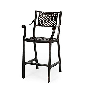 Christopher Knight Home Athena Outdoor 29" Aluminum Barstool (Set of 2), Copper Finish